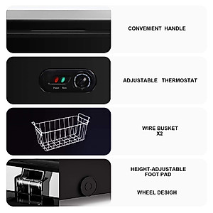 WATOOR 3.5 Cu.ft Chest Freezer Small Deep Freezer Mini Outdoor Chest Freezers Upright with 2 Removable Baskets 7 Temperature Settings Black…