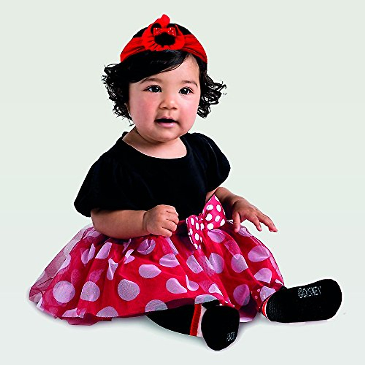Disney Baby Girls’ Minnie Mouse Gift Set – 2 Piece Headband and Socks (Newborn: 0-12M), Size 0-12 Months, Minnie Headband and Socks Red