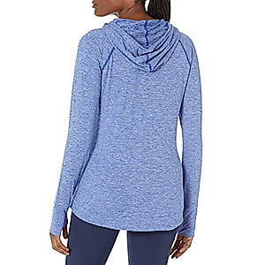Amazon Essentials Women's Brushed Tech Stretch Popover Hoodie (Available in Plus Size), Blue Space Dye, Large