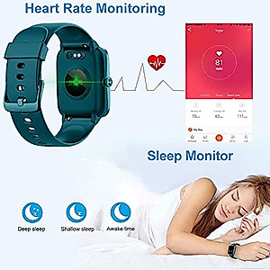 Smart Watch for Android/Samsung/iPhone, Activity Fitness Tracker with IP68 Waterproof for Men Women & Kids, Smartwatch with 1.3" Full-Touch Color Screen, Heart Rate & Sleep Monitor, Green
