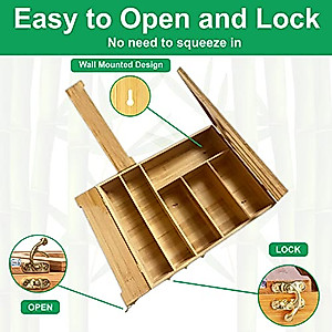 : Ziplock Bag Organizer Storage Cabinet - Foil and Plastic Wrap Organizer with Cutter for Kitchen Organization - Bamboo 6-in-1 Plastic Wrap Dispenser Suitable for, Foil, Gallon, Quart, Sandwich Bags