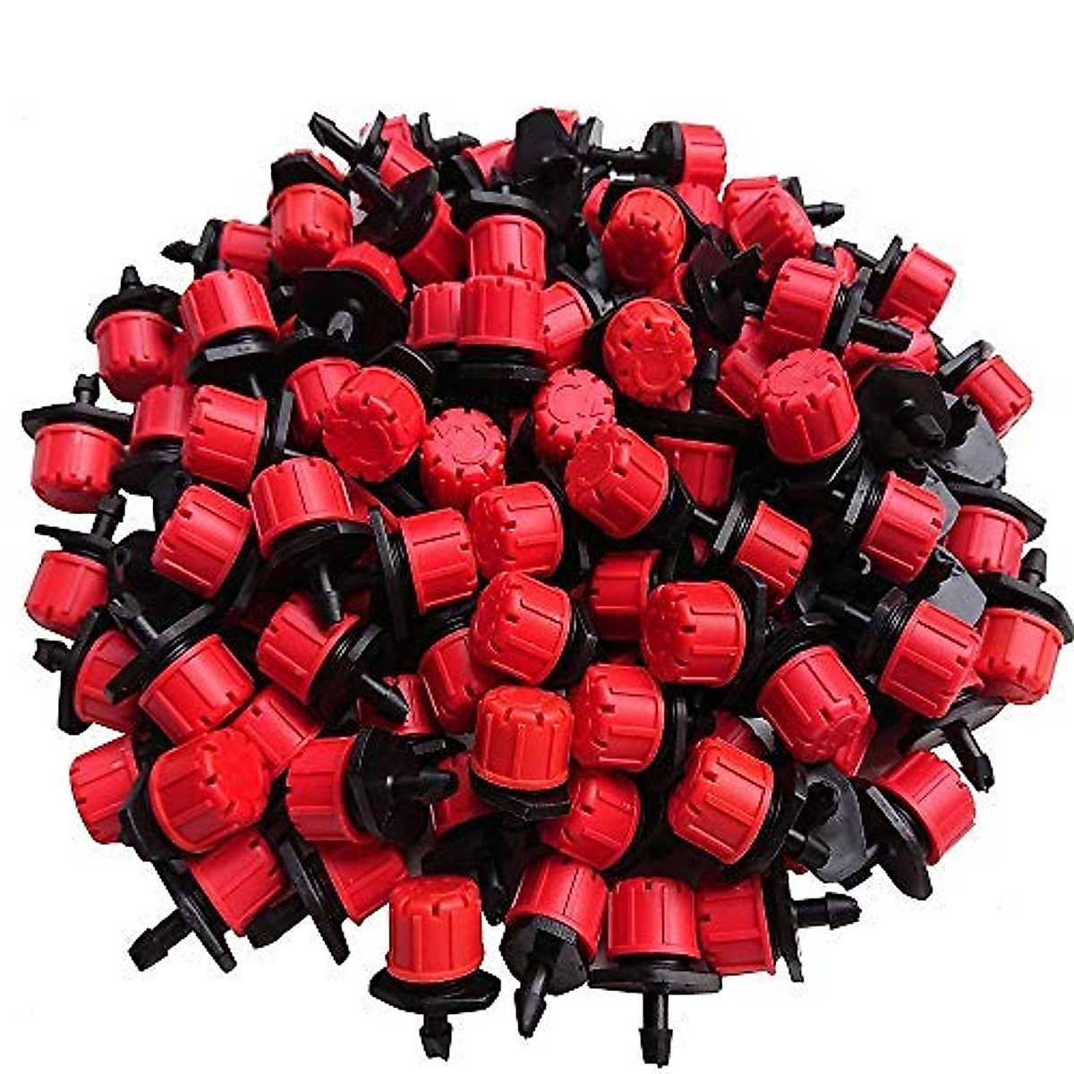 QMOEH 100 pcs 1/4 Inch Adjustable Drip Irrigation Parts, Irrigation Drippers Sprinklers for Drip Irrigation System