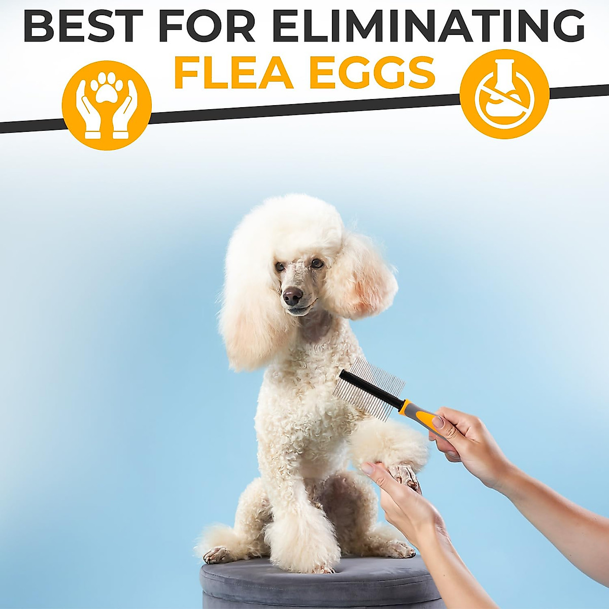 Precious Tails Double-Sided Pet Pin Comb - Dual-Action Flea Removal & Tangle-Free Grooming Tool for Dogs and Cats, Gentle on Skin, Ideal for All Fur Types