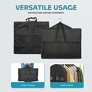 Lazebox 43" Travel Garment Bag with Accessories Zipper Pocket, Heavy Duty Suit Bag for Suits, Tuxedos, Dresses, Coats, Black, 1 pack