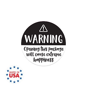 Black and White Adorable Warning Extreme Happiness Labels / 500 Cute Small Business Package Stickers / 1.5" Labels Adorable Happy Mail Envelope Seals/Made in The USA