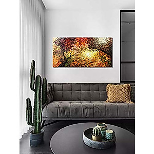 Tiancheng Art,24x48 Inch Modern Hand-Painted Tree Art Oil Painting Acrylic Abstract Wooden Frame Canvas Wall Art for Living Room Bedroom Office Hanging Art Residence Decorations