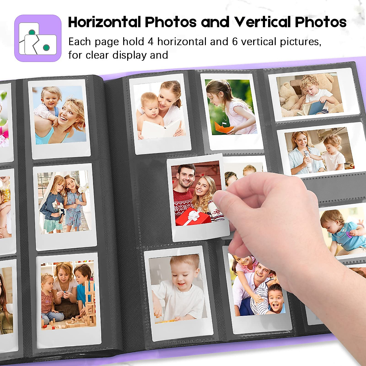 Veicevol 560 Pockets Photo Album for Fujifilm Instax Mini Camera, Album for Polaroid Photo, Photo Album for Fujifilm Instax Mini 12 11 9 40 90 8 Evo LiPlay Instant Camera, 2x3 Photo Album (Purple)