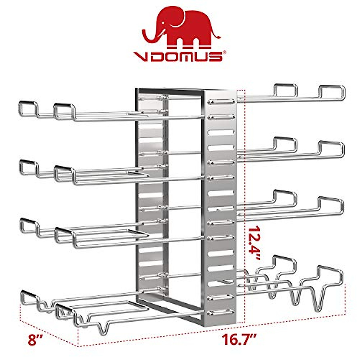 Vdomus Kitchen wrap Organizer Rack, Adjustable Wrap Stand for Kitchen Cabinet Tin foil, Sandwhich Bags, Saran Wrap Kitchen Organizer for Storage, Silver