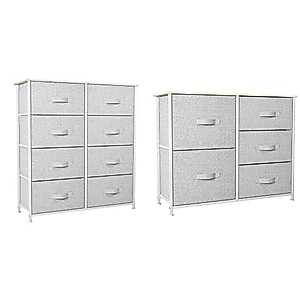 YITAHOME Storage Tower with 8 Drawers & Wooden Top & Dresser with 5 Drawers - Fabric Storage Tower, Organizer Unit, Gray (FTBFSD-0005)