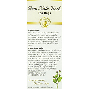 CELEBRATION HERBALS Gotu Kola Tea Organic 24 Bag, 0.02 Pound