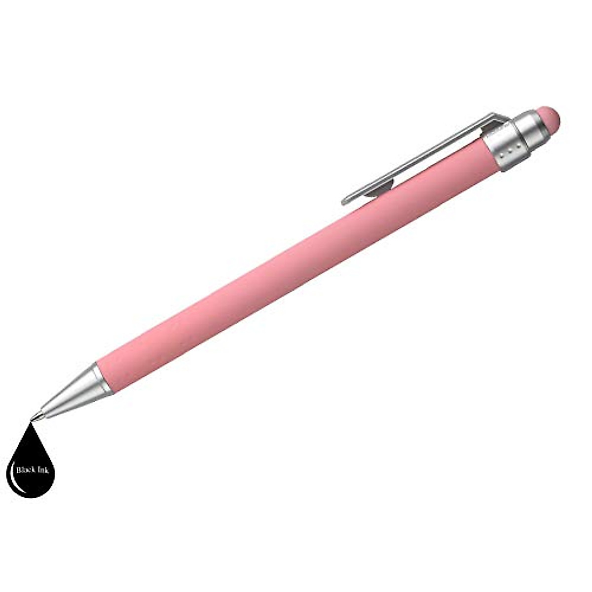 Express Pencils™ - Pastel Personalized Pens with Stylus - Soft Touch Design - Custom Printed Name Pens with Black Ink - Imprinted with Logo or Message (Pastel Pink)