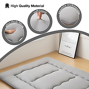 INFINICE Japanese Floor Mattress, Futon Mattress with Portable Storage Bag, Roll Up Mattress Thick Tatami Mattress Suitable for Camping, Guest Room, Gray, Queen