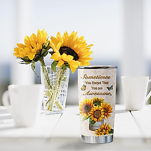 Joyloce Sunflower Gifts for Women, Inspirational Gifts for Women, Thank You Gifts, Birthday Gifts for Women Her Wife Mom Daughter Sister Friend Coworker, You're Awesome Coffee Mug Cup Tumbler 20oz