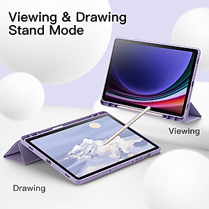 JETech Case for Samsung Galaxy Tab S9 11 Inch with S Pen Holder, Soft TPU Tri-Fold Stand Protective Tablet Cover, Support S Pen Charging, Auto Wake/Sleep (Light Purple)
