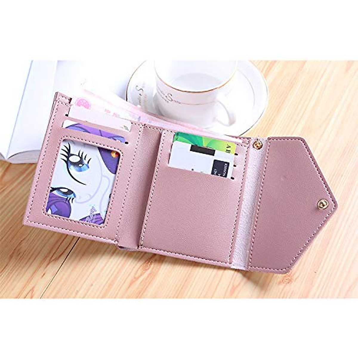 lomaifoer Small Wallet for Women，Ultra Slim Pu Leather Credit Card Holder Clutch Wallets for Women(pink)