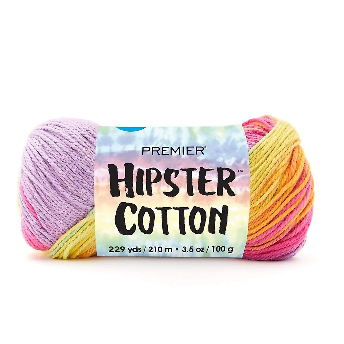 Premier Yarns Hipster Cotton Yarn, Ideal Yarn for Crocheting and Knitting, 100% Cotton and Lightweight Yarn, Machine Wash, Rainbow Rollerskates, 3.5 oz, 229 yards