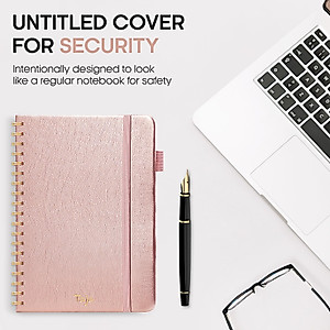 Password Book with Alphabetical Tabs, 5.5" x 6.7" Spiral Password Book, Small Password Books for Seniors, Password Keeper Book to Help You Stay Organized - Rose Gold