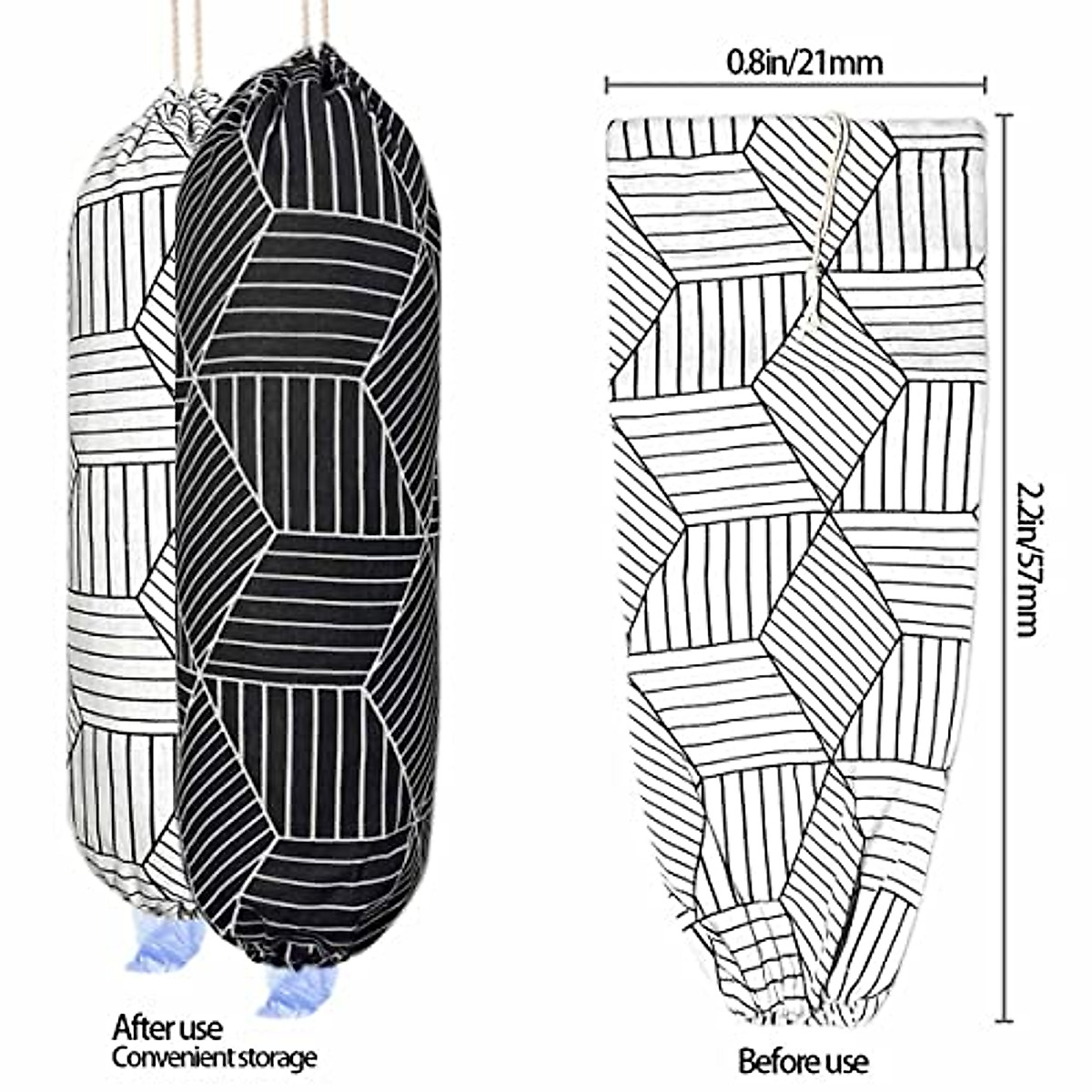 2Pcs Plastic Bag Holder, Large Grocery Bags Holders, 22x9 in Wall Mount Plastic Bag Organizer for Home, Office, Kitchen, Warehouse (Black, White)