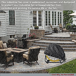 LSongSKY Industrial Fan Cover,Waterproof&Dustproof Cover Suitable for 24" High Velocity Movement Heavy Duty Drum Fan, Heavy Duty Outdoor Floor Fan Cover,Fits up to 29.9 x 8.6 x 29.9 inches,Black