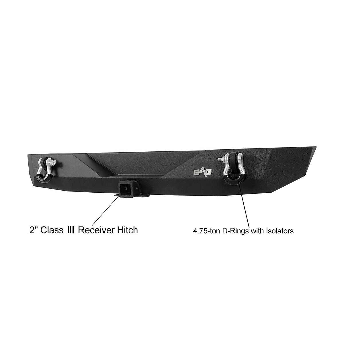 EAG Rear Bumper with 2"Hitch Receiver Fit for 07-18 Wrangler JK Offroad