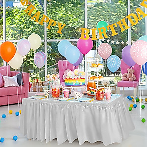 DecorRack 2 Pack Table Skirts, 29 in x 14 ft Each, Multi Pack -BPA Free- Plastic Tableskirt, Disposable, Reusable, Rectangular Tablecloth Skirt, White (2 Pack)