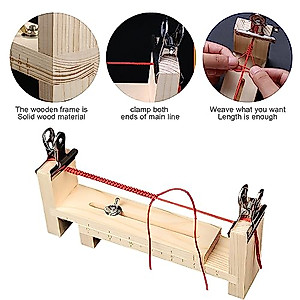 HOMURY Wooden Jig Bracelet Maker: Three Legs Bracelet Braiding Tool with Clamp Wooden Jig Bracelet Maker Hand Knitting Accessory Bracelet Maker, Adjustable Hand Knitting Bracelet Jig for DIY Bracelet