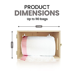 BAZT - Wall-Mounted Bamboo Trash Bag Dispenser Organizer - Extra Large Garbage Bag Roll Holder for Kitchen - Trash Bag Holder