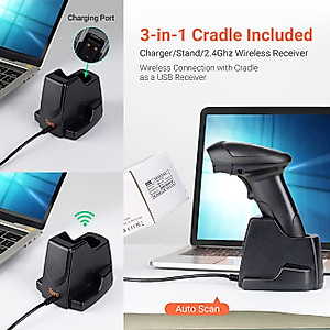 Tera Wireless Barcode Scanner 1D 2D QR with USB Charging Base Handheld Bar Code Reader Scanner Automatic Sensing Fast Precise Scanner HW0005
