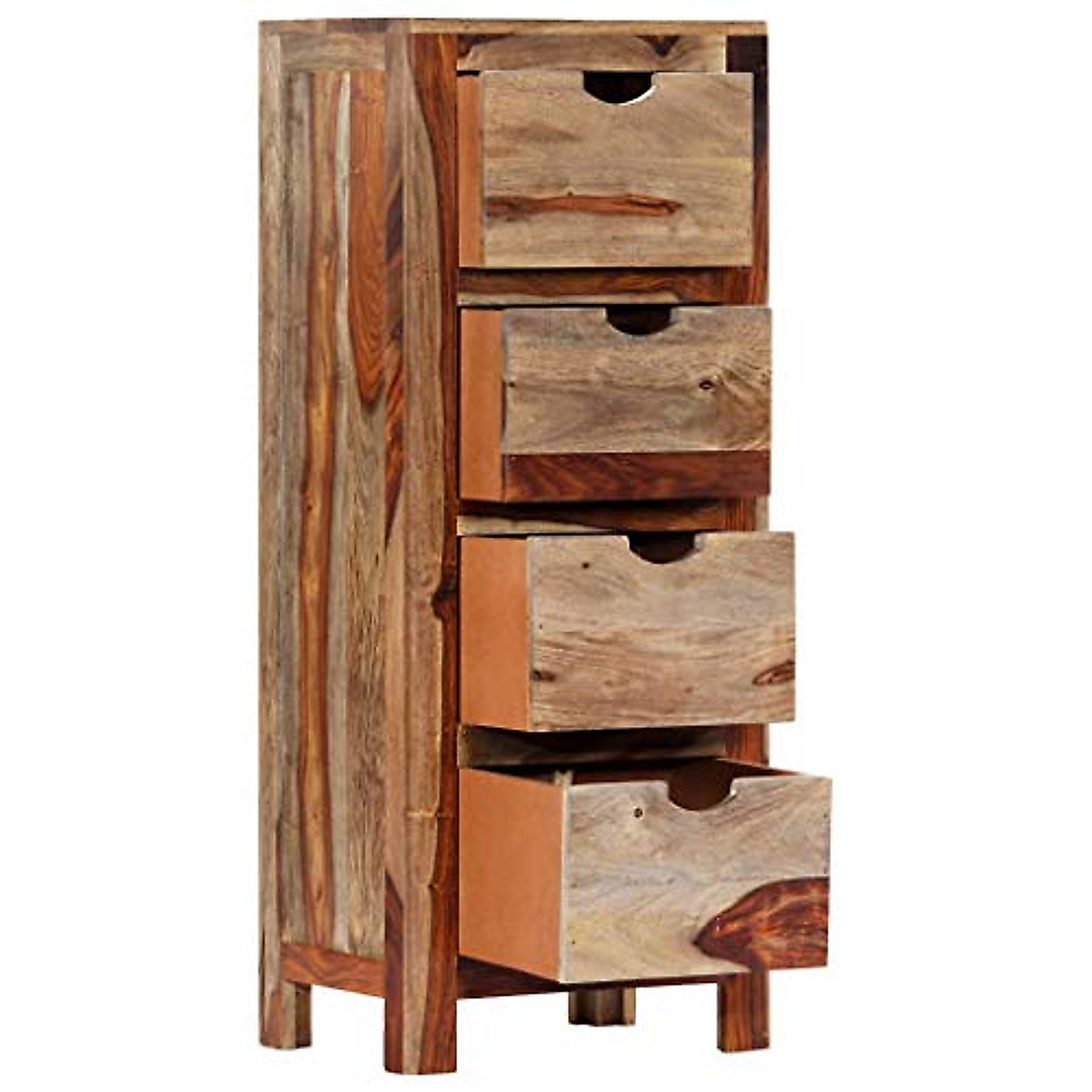 vidaXL Solid Sheesham Wood Drawer Cabinet Rustic Sturdy 4 Compartments Compact Practical Polished Home Furniture Highboard