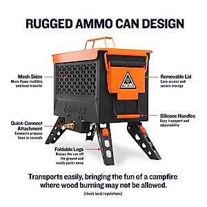 Ignik FireCan and Refillable Lighter - Portable Propane Fire Pit with Hose, Adjustable Regulator, and Refillable Windproof Aluminum Butane Lighter