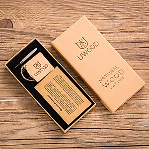 LeeEv Mens Light Weight Unique Wood Watch, Uwood Series Handmade Sandalwood Analog Quartz Vintage Roman Number Natural Wooden Wristwatch