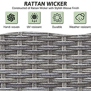 Pieryakers Outdoor Patio Furniture,Rattan Outdoor Furniture Sectional Sofa 4 Piece, All Weather Outdoor Couch,PE Wicker Rattan Outdoor Lounge Patio Sofas with Cushions for Backyard, Poolside, Yard,etc