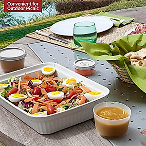 Condiment Cups Containers with Lids- 8 pk. 1.3 oz.Salad Dressing Container to go Small Food Storage Containers with Lids- Sauce Cups Leak proof Reusable Plastic BPA free for Lunch Box Picnic Travel