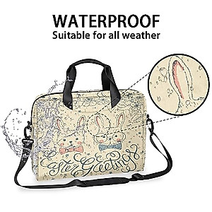 Cute Bunny Couple Laptop Bag for Women Men Business Crossbody Computer Bag Laptop Case Water Resistant Travel Messenger Briefcase with Handle Fits 13 14 15 16 Inch Notebook and Laptop