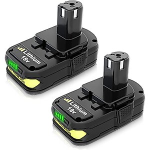 3.0Ah Replacement for Ryobi 18V Batteries Compatible with Ryobi 18V Lithium Battery P102 P103 P104 P105 P107 P108 P109 P190 P122 for 18 Volt Cordless Power Tools 2 Packs(Green)