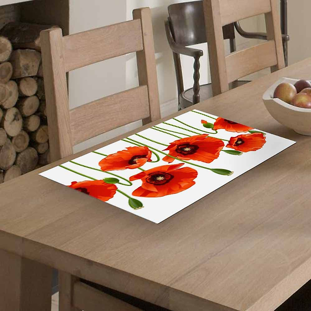 Beabes Poppies Dish Drying Mat,Art Poppies Spring Season Pastoral Flowers Bouquet Nature Drying Mat for Kitchen Counter 18x24 Inches Quick Drying Foldable Mat