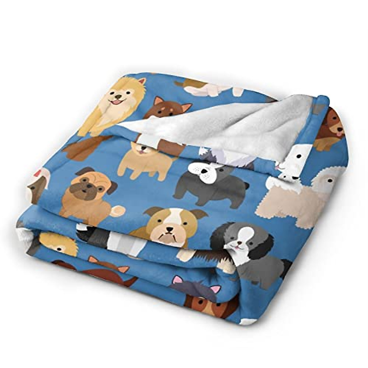 Perinsto Cute Dogs Animal Pattern Throw Blanket Ultra Soft Warm All Season Decorative Pet Dog Fleece Blankets for Bed Chair Car Sofa Couch Bedroom 50"X40"