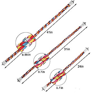 Bird Perches Rope Parrots Toys Fit Bigger Macaws Adjustable Stand Rope Ladder Rest (24in)