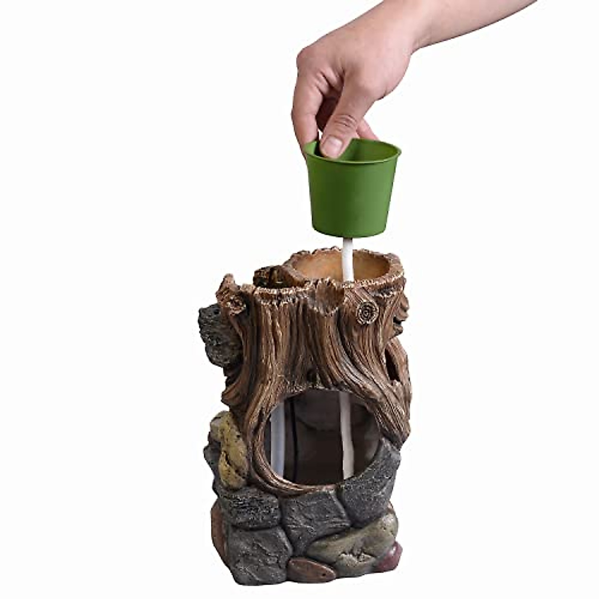 GOSSI Indoor Fountain Decorative 5-Tier Rockery Tabletop Fountains with a Small Plastic Pot to Grow The Plant by Yourself(Auto Watering)(22021)