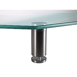 Monoprice Corner Multimedia Desktop Stand, Clear Glass 23.6" x 10.2" - Stand & Riser, Laptop Stand, Desktop TV Stand w/ Height Adjustable Legs