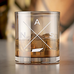 NAS Nashville Tennessee Round Rocks Glass - Nashville Fan Gift, Unique Gift Nashville, Tennessee Gift, Tennessee Fan Glass