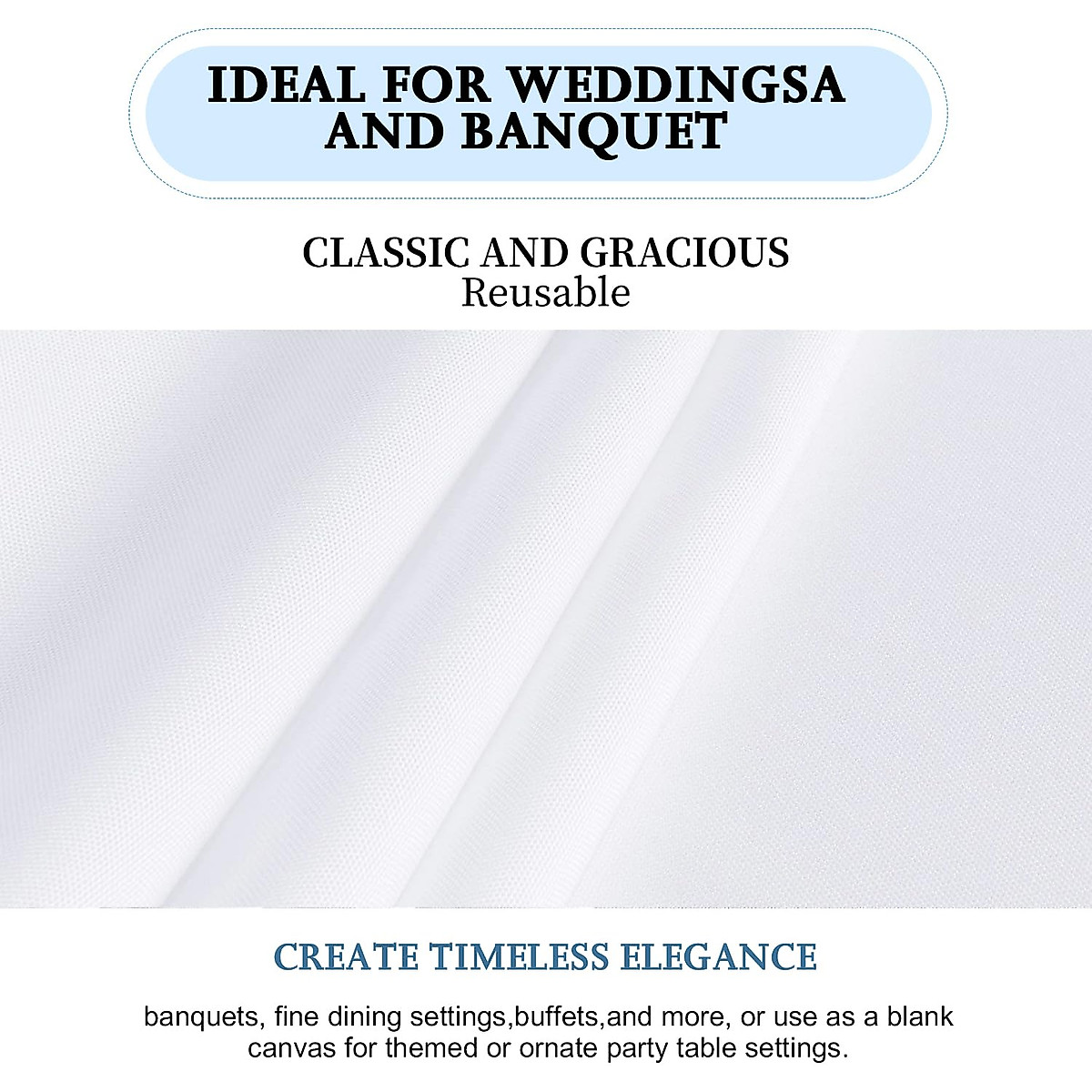 FINDYOU 10 Pack White Table Cloth Rectangle Table 60 x 102 Inch Tablecloths for 6 Foot Rectangle Tables. Stain and Winkle Resistant Polyester Washable White Table Cloths for Parties Wedding Dining