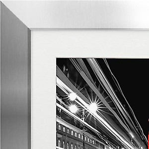 Americanflat 11x14 Picture Frame in Silver - Displays 8x10 with Mat or 11x14 Without Mat - Engineered Wood with Shatter Resistant Glass - Horizontal and Vertical Formats for Wall