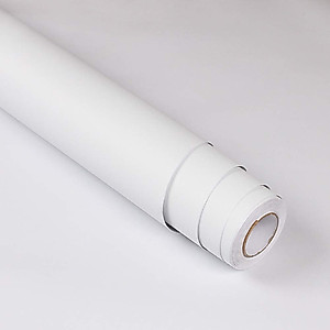 YIZUNNU Self Adhesive Contact Paper Wallpaper Furniture Film Sticker Kitchen Bedroom Wall Home Decoration,Matte White,24x118 Inch