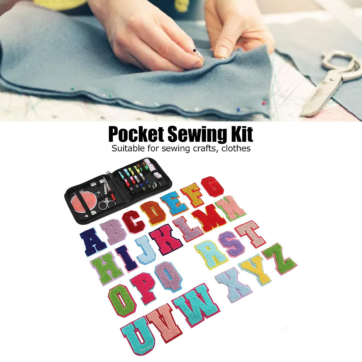 Sewing Kit Handbag Packaging - Portable 14pcs Spools, 26pcs Cloth Sticker - DIY Emergency Needle Thread Set for Dress Making - Sewing Kit Travel Sewing Kit - Sewing Supplies