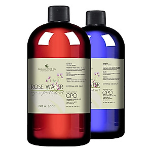 Rose Hydrosol Water - 32 oz - Pure Rose Hydrosol – Hydrating Face Toner Rose Water for Skin and Hair, Linen Spray for Sheets, Room Freshener, Body Spray by Organic Pure Oil - Packaging May Vary