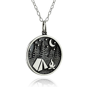 FashionJunkie4Life Sterling Silver Campfire Necklace, 18" Chain | Gifts for Men & Women | Birthday Gift for Men and Women