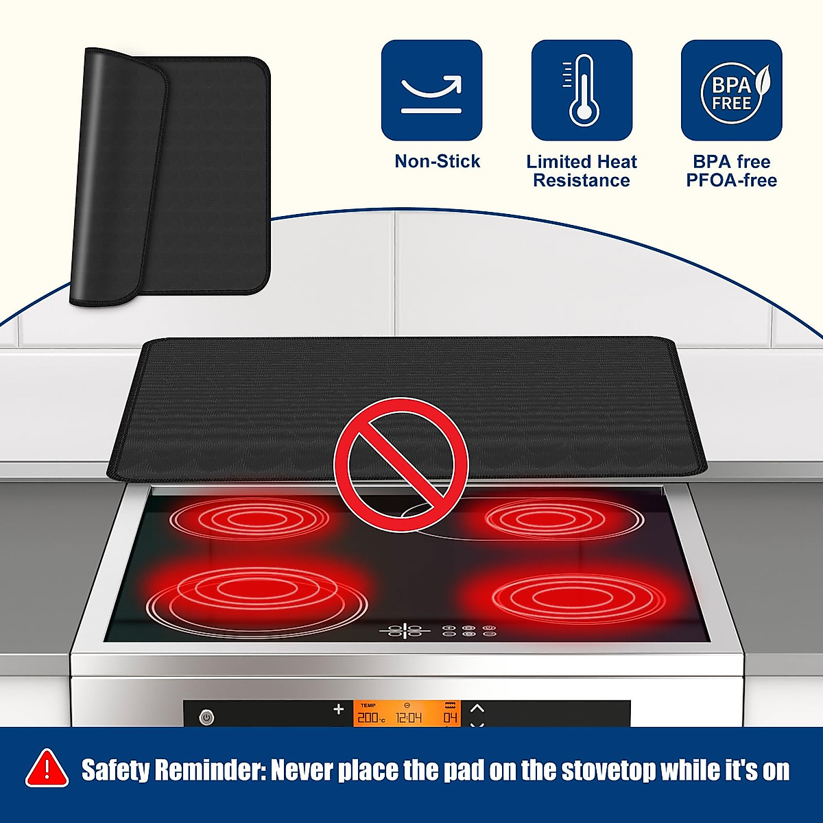 KitchenRaku Stove Top Covers, Stove Top Covers for Electric Stove, Ceramic Glass Cooktop Protector, Electric Stove Cover, Glass Top Stove Cover (BLACK12, 20.4x30.7 inch)