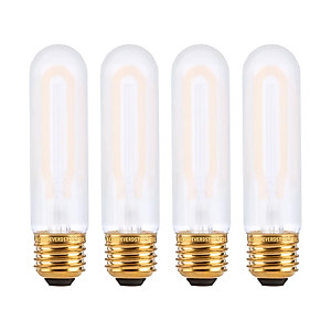 ALAMPEVER 2W (25W Equivalent) Dimmable T10 LED Edison Bulbs, E26 Candelabra Base, 2200K Warm White, CRI82, 150LM, Frosted Vintage Tubular Bulb Type, 4-Pack
