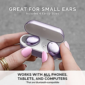 Tempo 30 Lavender Wireless Earbuds for Small Ears, Purple Bluetooth Earbuds for Small Earbuds for Small Ear Canals, Wireless Bluetooth Headphones for Women, iPhone and Android Earphones with Mic